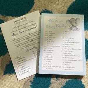 Party Supplies | Nwt Disney Baby Shower Game Match The Parents | Poshmark
